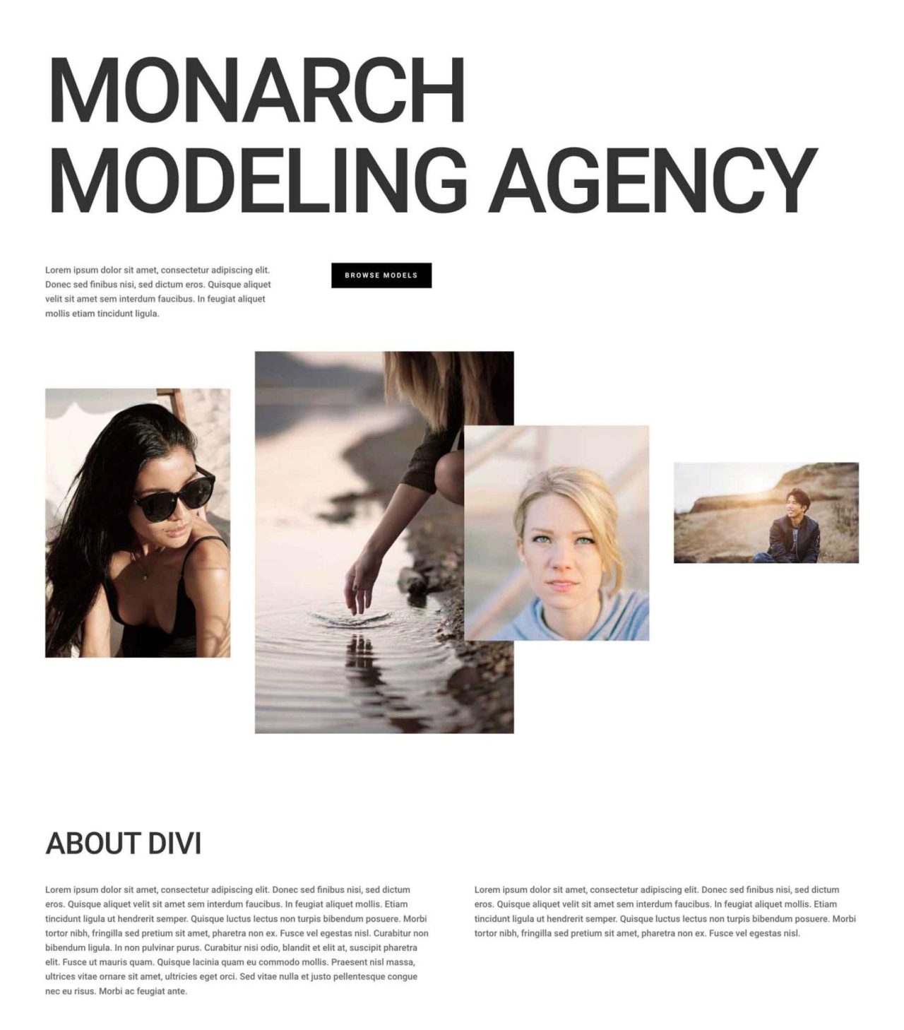 Low-cost model agency website solution by Mexxus with Divi